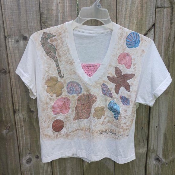 Handmade | Tops | Vintage Handmade Crop Top Ocean Themed Seashell ...